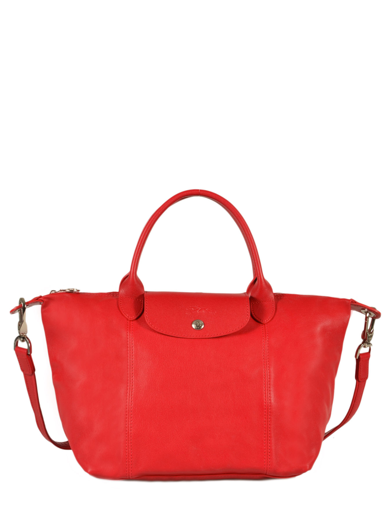 Sacs porté main Longchamp Le pliage cuir rouge cerise en vente au ...